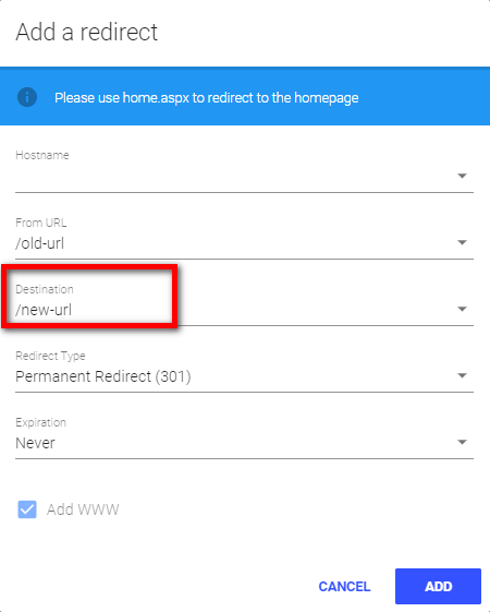 How to set up a URL redirect