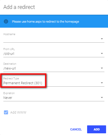 How to set up a URL redirect