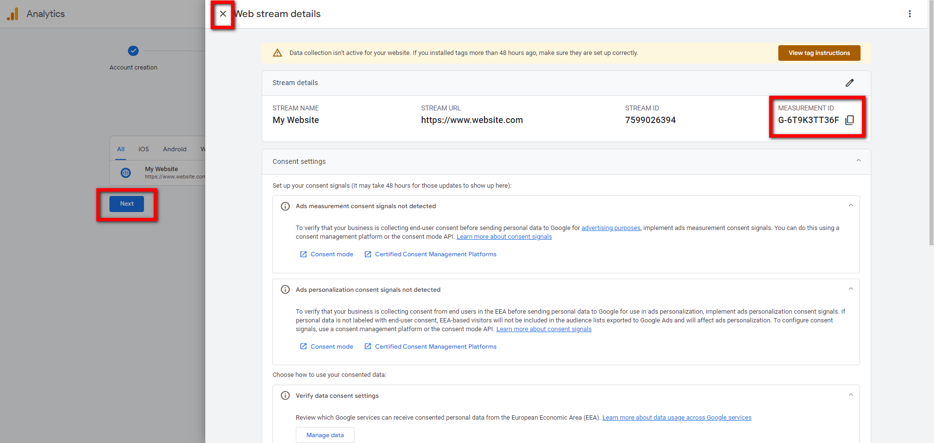 How to create a GA4 property from an existing account