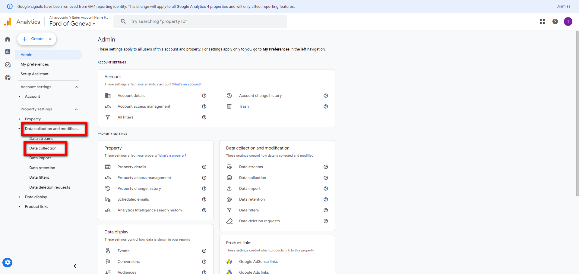 How to create a GA4 property from an existing account
