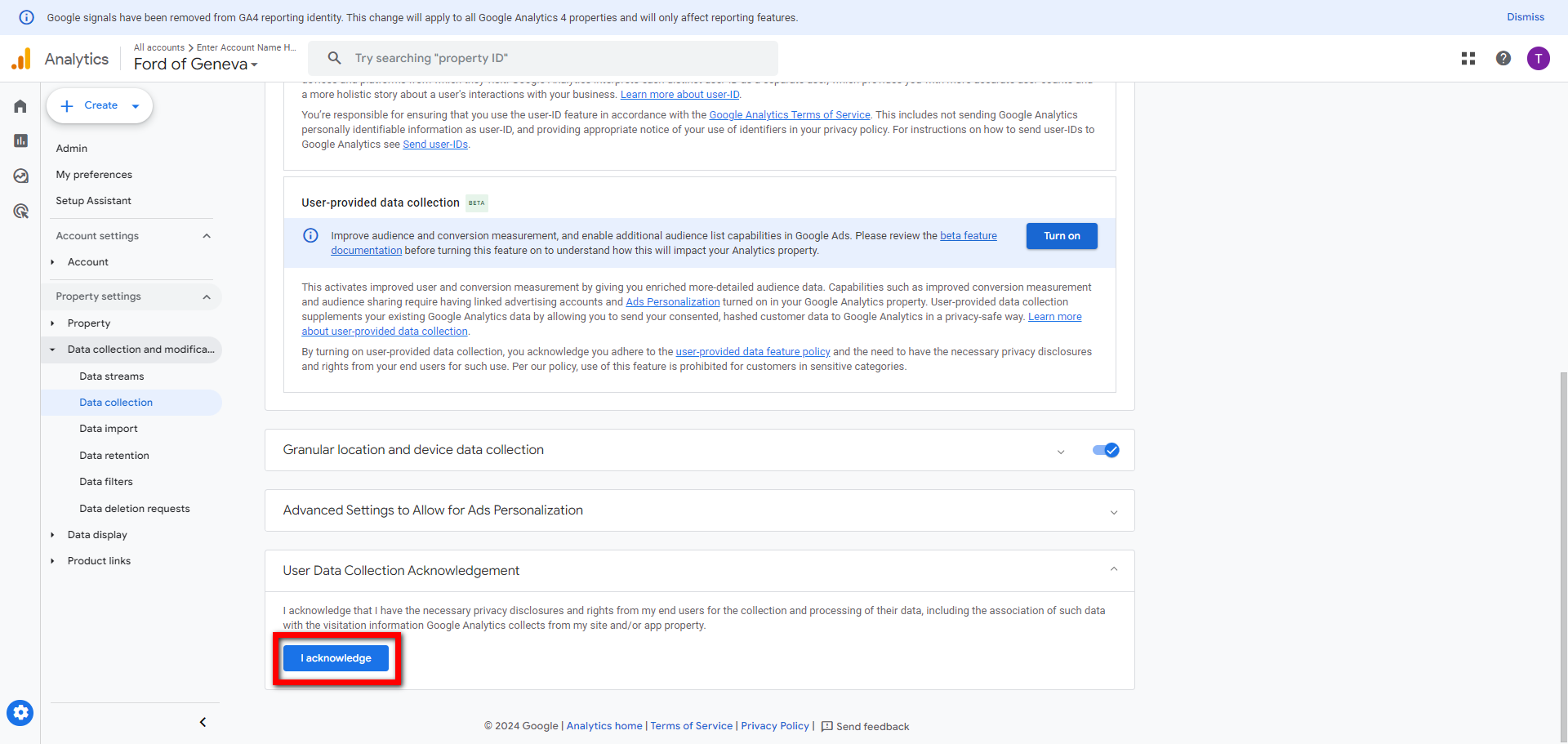 How to create a GA4 property from an existing account