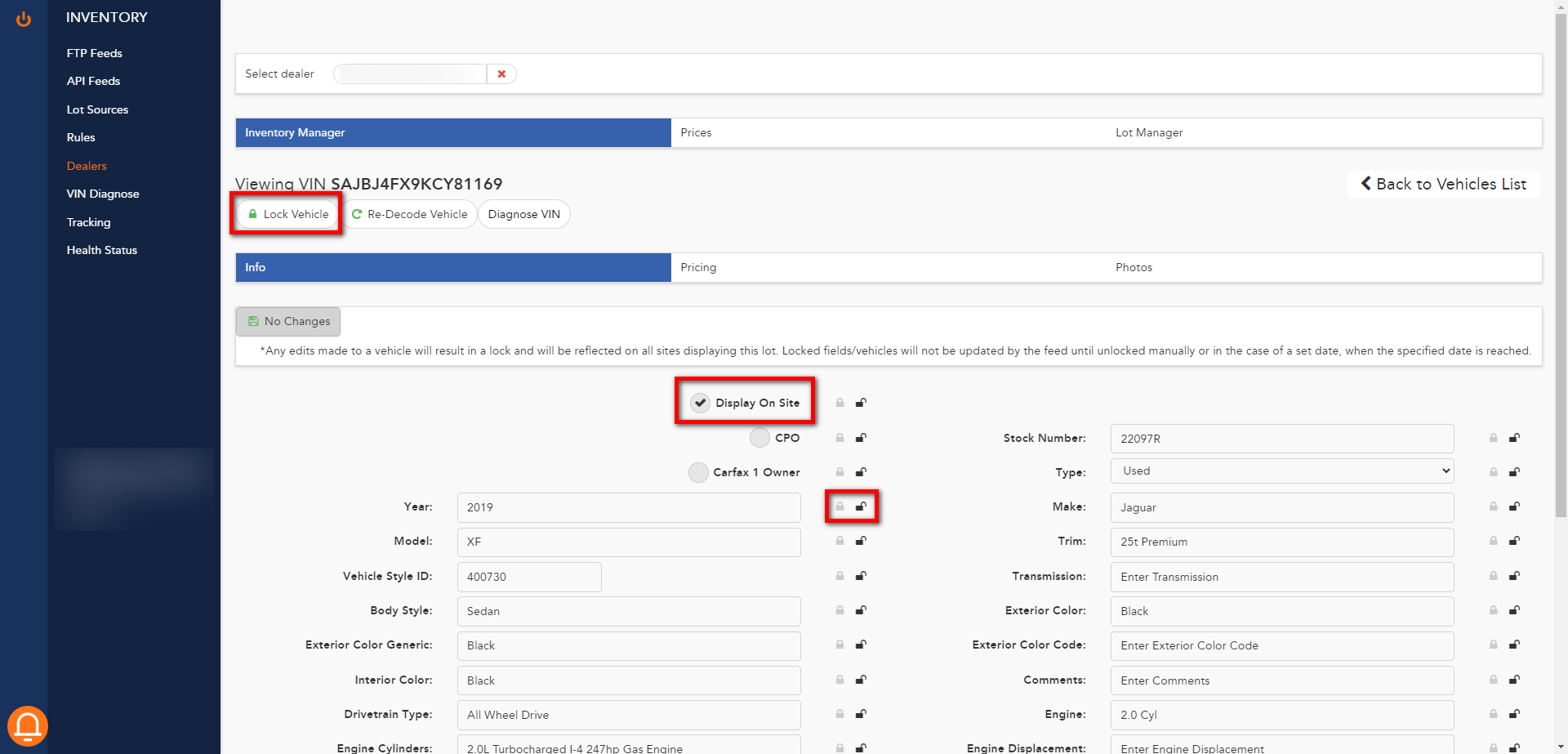 How To Lock or Hide a Vehicle from Your Site